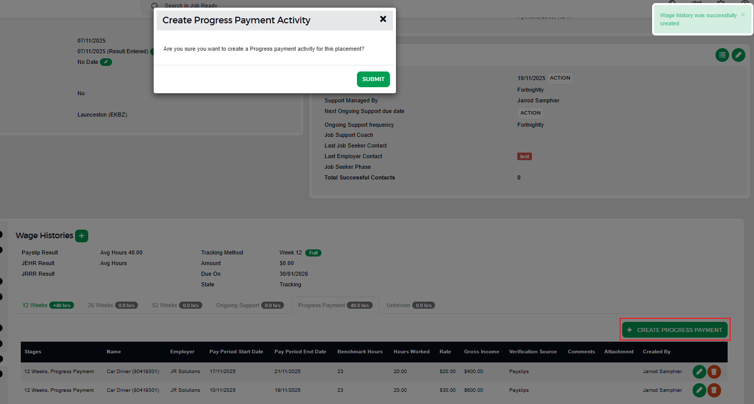 Introducing Progress Payment Support in Wage Histories for IEA
